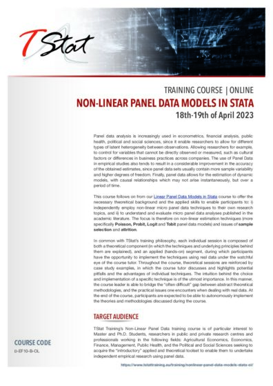 Nonlinear Panel Data Models D Ef10 B Ol Tstat2023 Tstat